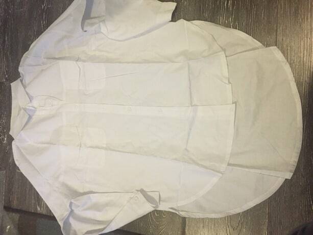 White Lapel Long Sleeve Pockets Dipped Hem Blouse Shein Sheinside