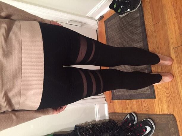 Black Mesh Insert Leggings Shein Sheinside