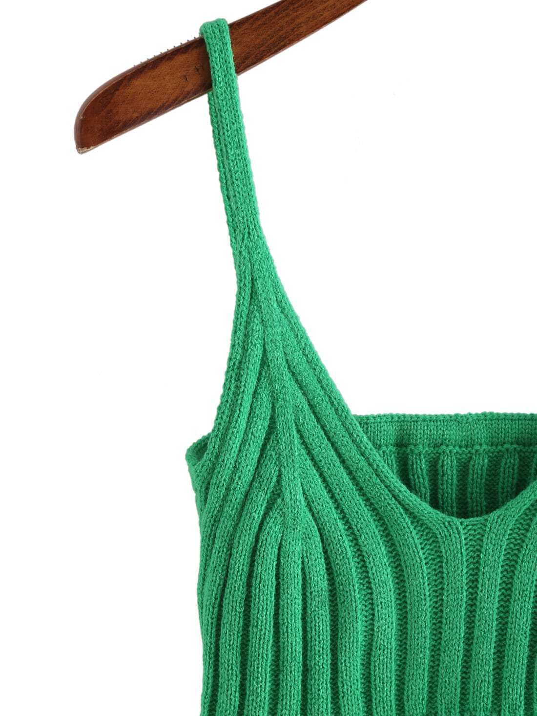 Green Spaghetti Strap Crop Cami Top Shein Sheinside