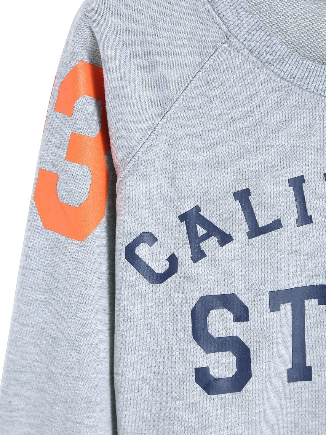 Grey Round Neck Letters Print Crop Sweatshirt Shein Sheinside