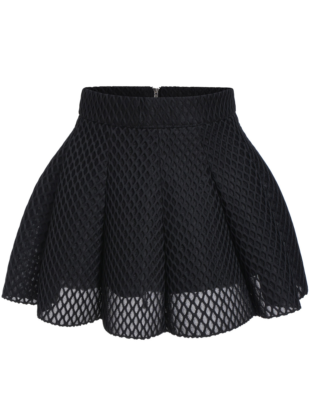 Black Mesh Flare Mini Skirt Shein Sheinside