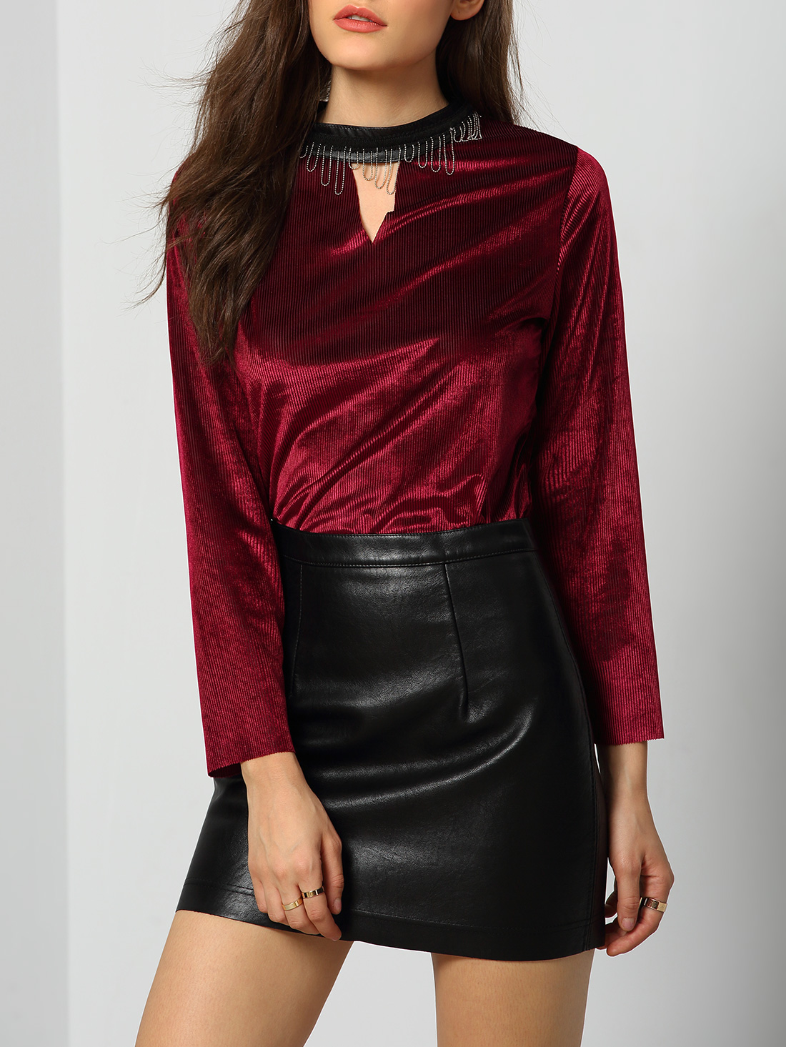 Black Zipper Bodycon Pu Skirt Sheinsheinside
