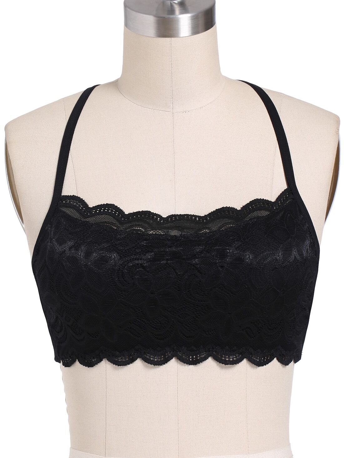 Black Halter Lace Lingerie Sheinsheinside
