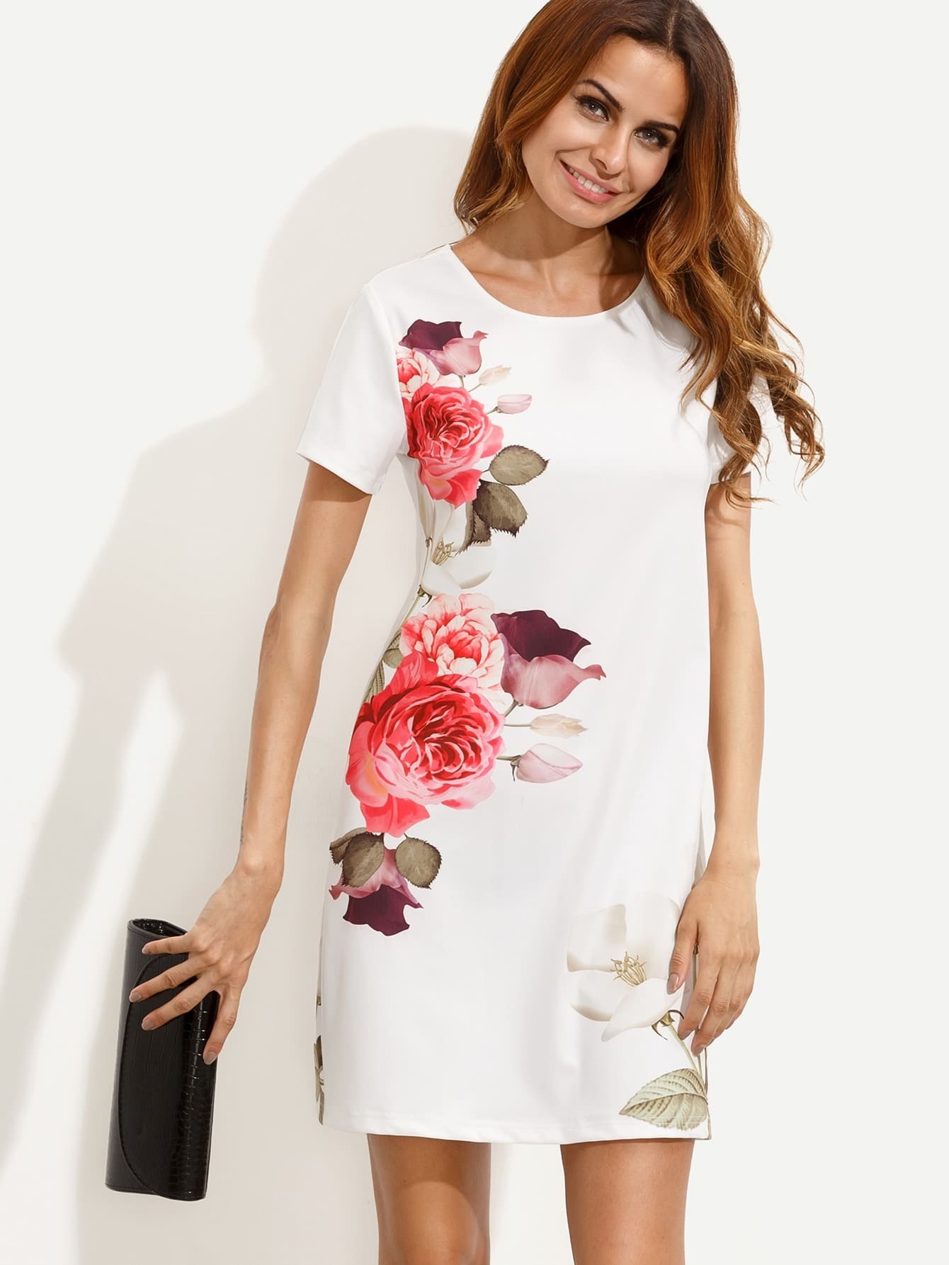 Flower Print Tee Dress Shein Sheinside