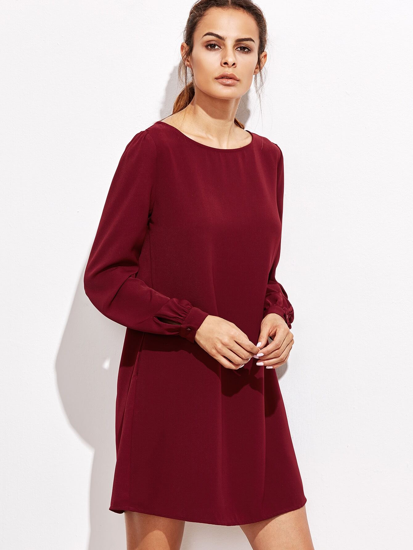 Bishop Sleeve Swing Dress Shein Sheinside