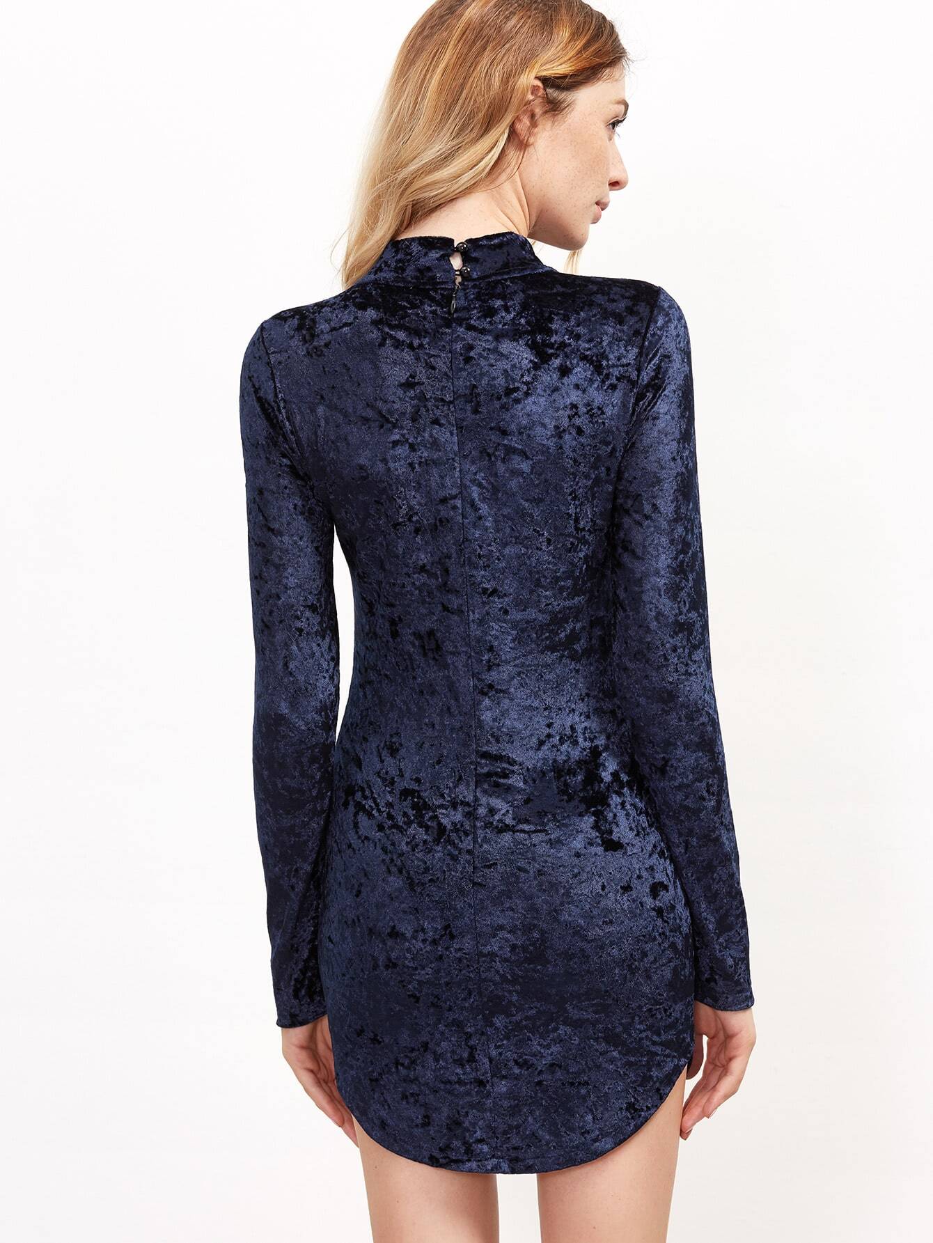 Navy Cutout Choker Velvet Bodycon Dress Shein Sheinside