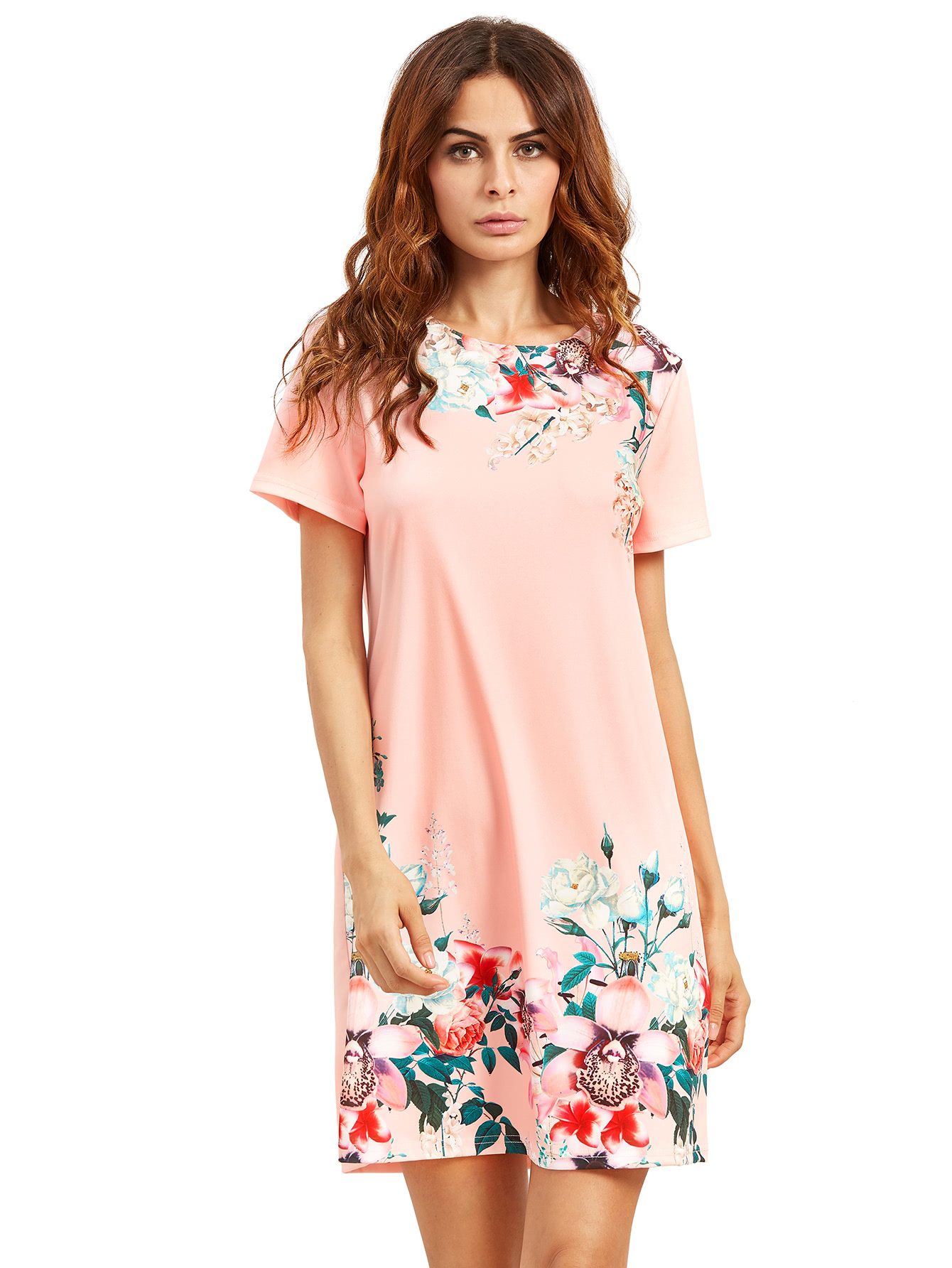 Floral Print Tee Dress Shein Sheinside