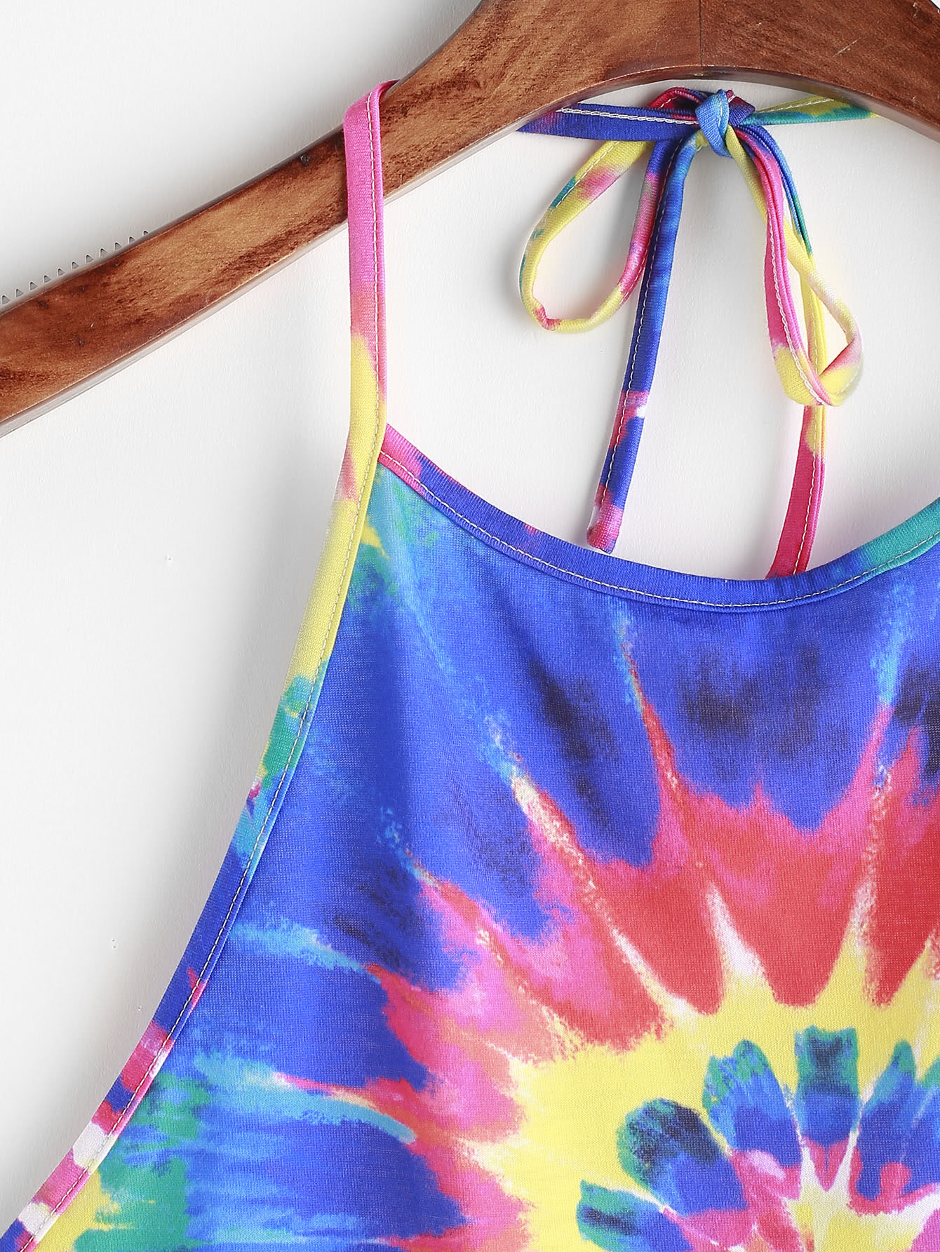 Spiral Tie Dye Print Tie Halter Top Shein Sheinside