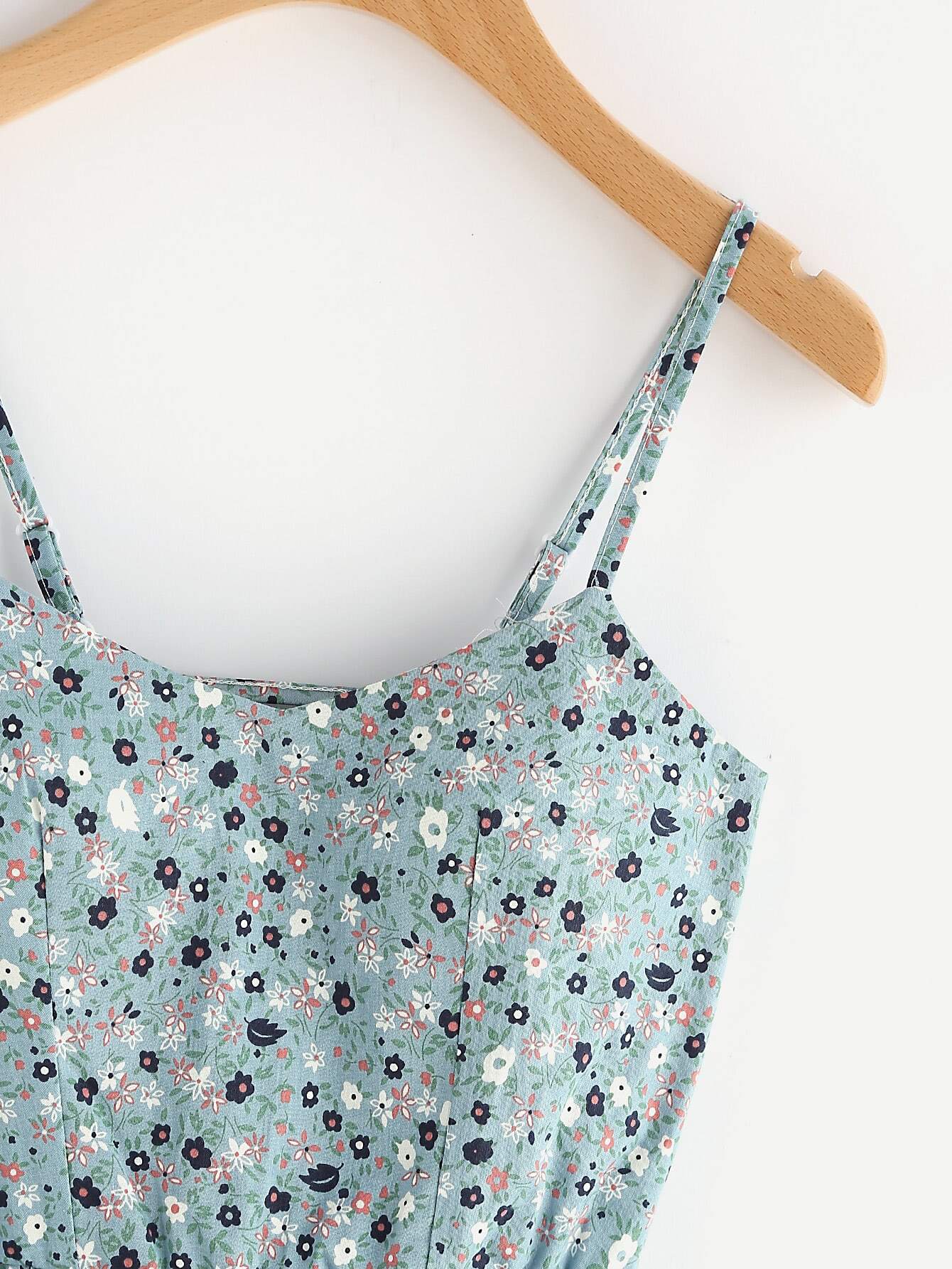 Random Ditsy Print Crisscross Back A Line Cami Dress Shein Sheinside