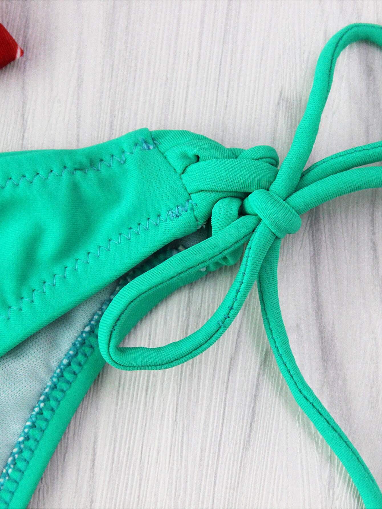 Knot Front Tie Side Mix And Match Underwire Bikini Set Shein Sheinside