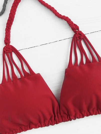 Braided Strap Cutout Detail Halter Bikini Set Shein Sheinside