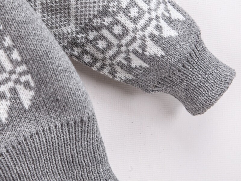 Grey Long Sleeve Geometric Pattern Knit Sweater Shein Sheinside