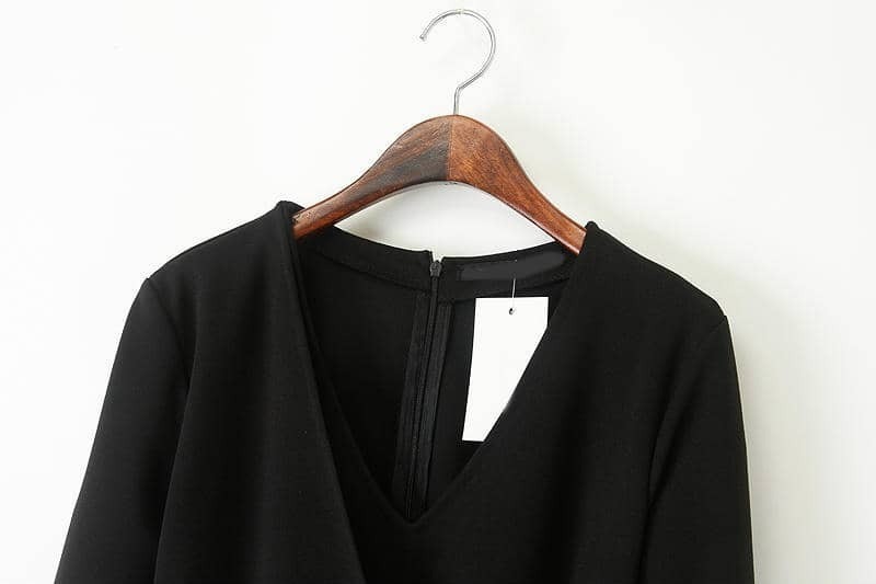 Black V Neck Long Sleeve Bandage Jumpsuit Shein Sheinside