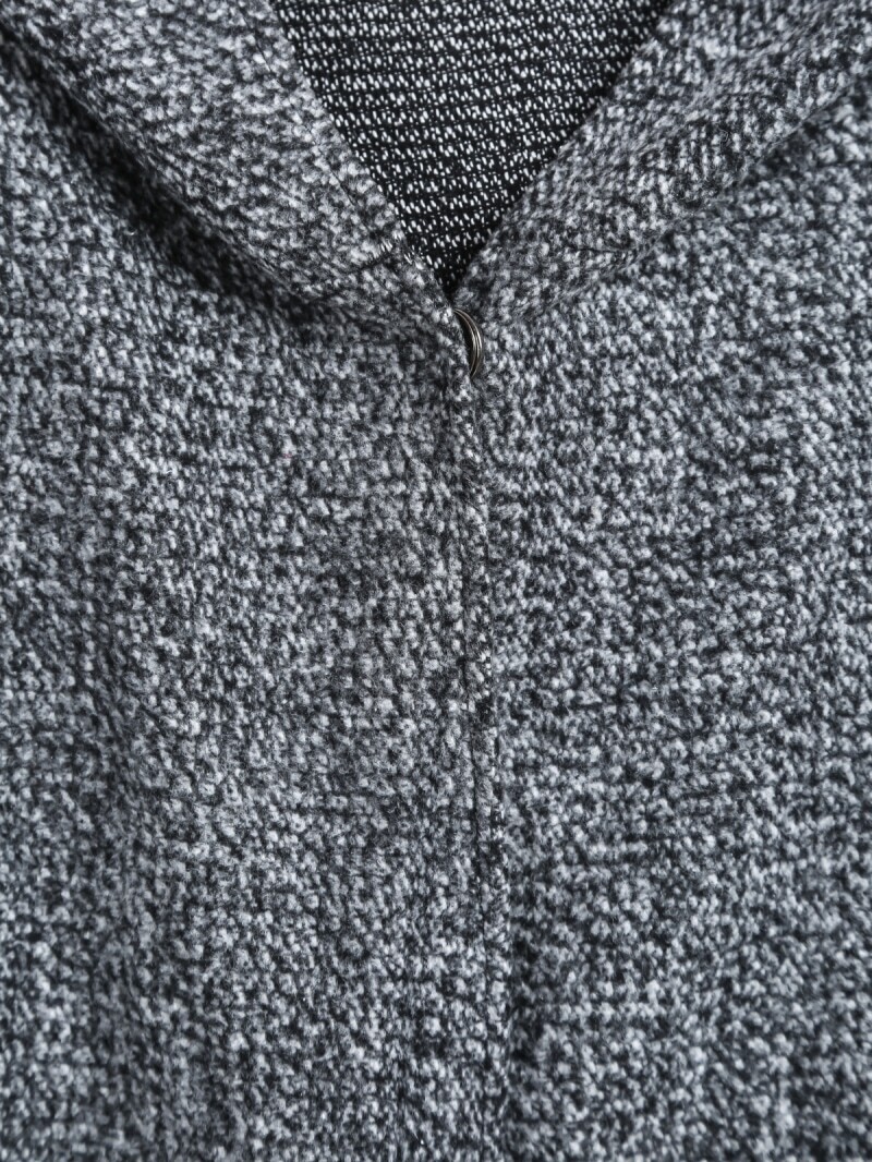 Grey Hooded Long Sleeve Loose Tweed Coat Shein Sheinside