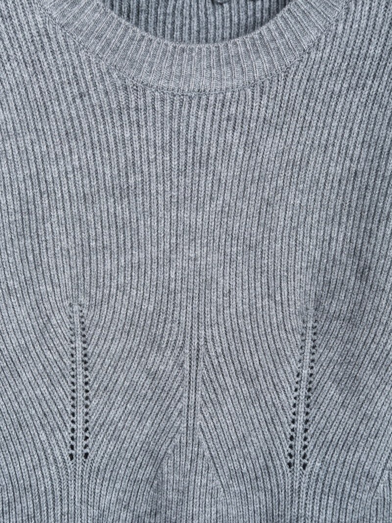 Grey Long Sleeve Ruffle Knit Sweater Shein Sheinside