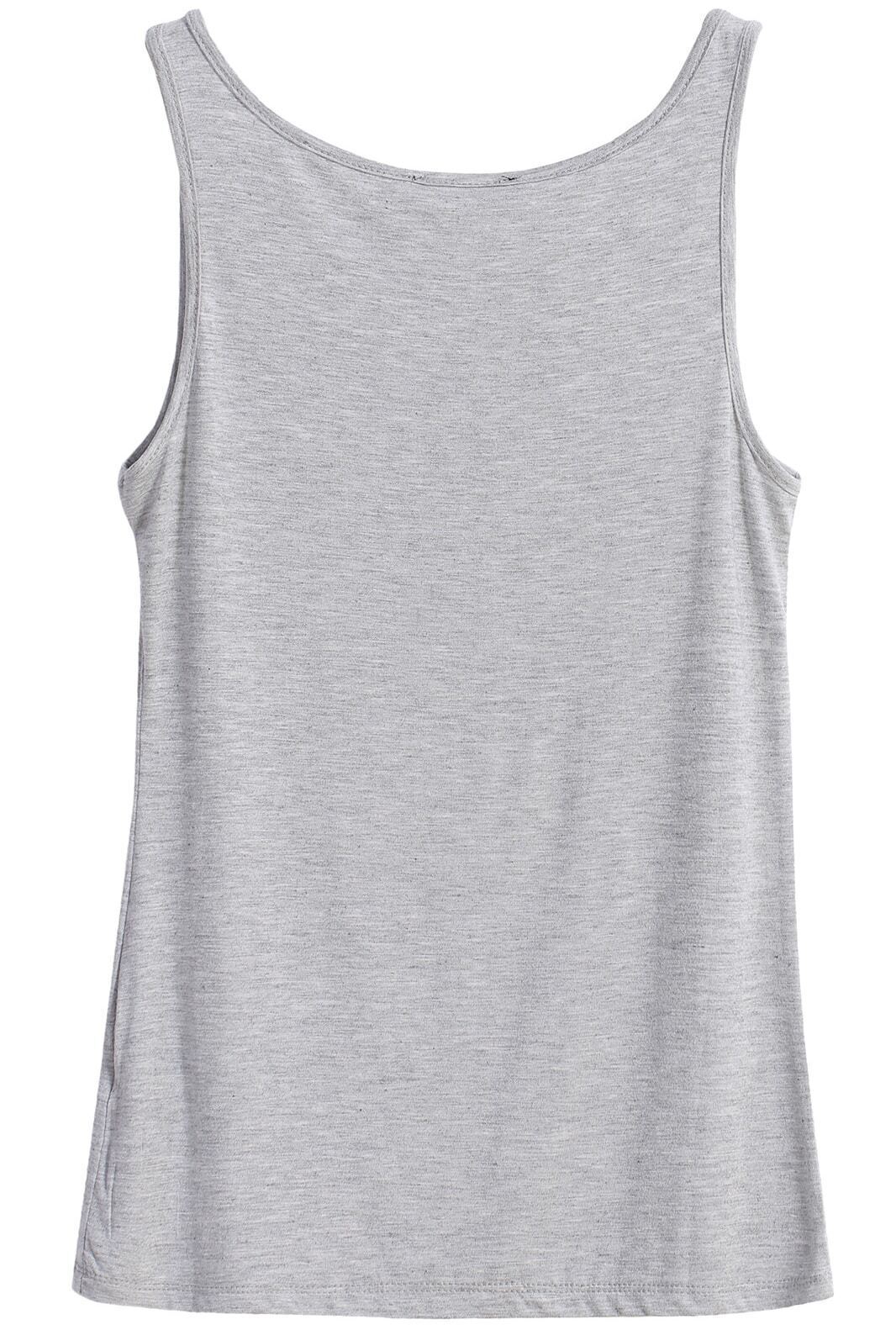 Grey Scoop Neck Slim Tank Top Sheinsheinside