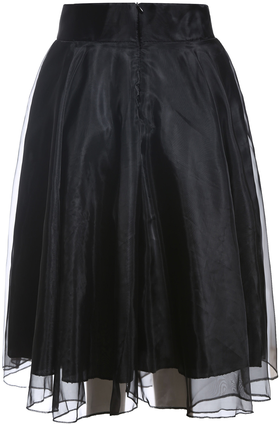 Black High Waist Sheer Mesh Flare Skirt Shein Sheinside
