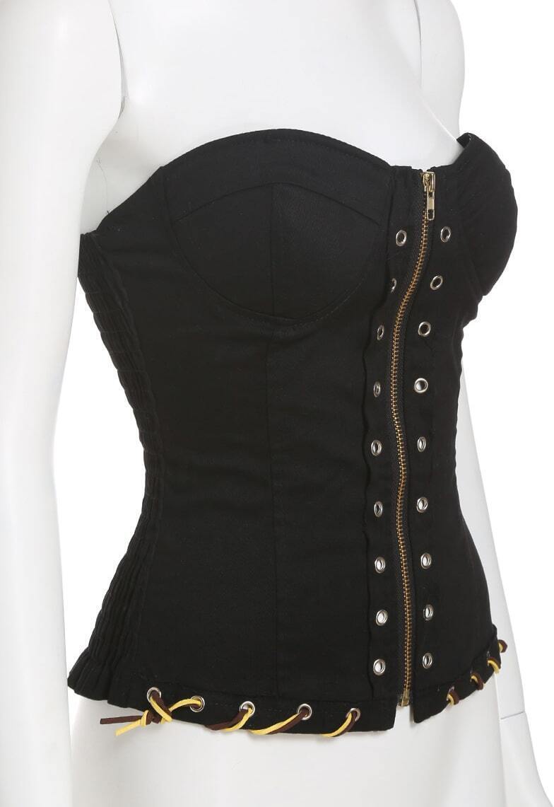 Black Strapless Zipper Bandage Lingerie Shein Sheinside