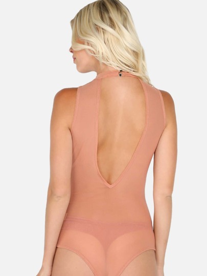 Cutout Choker Embroidered Lace Applique Sheer Bodysuit Shein Sheinside
