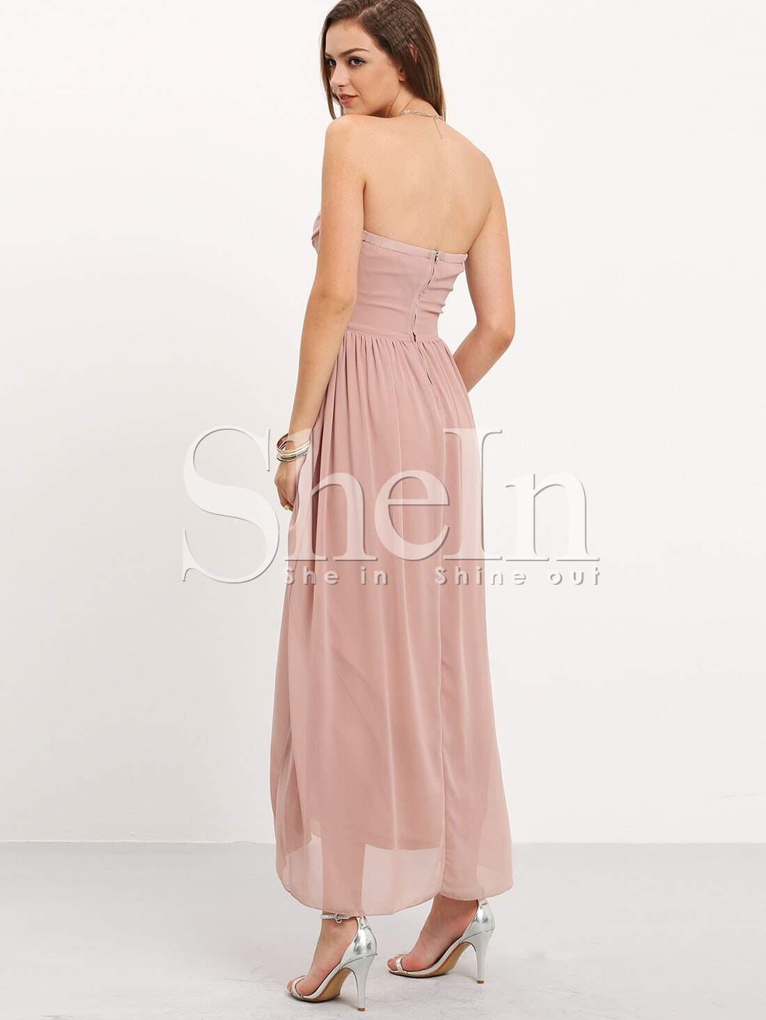 Apricot Sleeveless Maxi Dress Shein Sheinside
