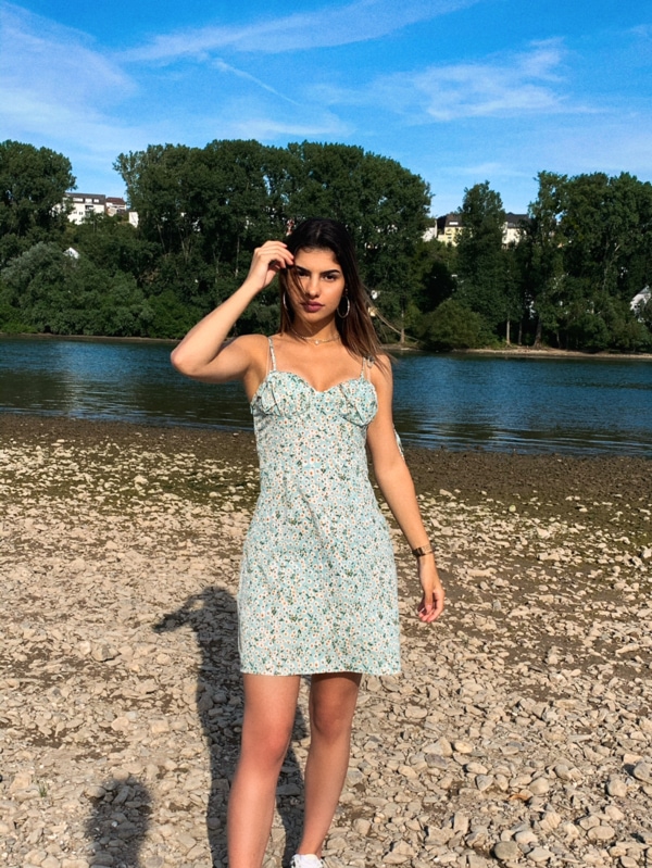 Shein Wywh Knotted Shoulder Ruched Bust Ditsy Floral Cami Dress Shein Uk